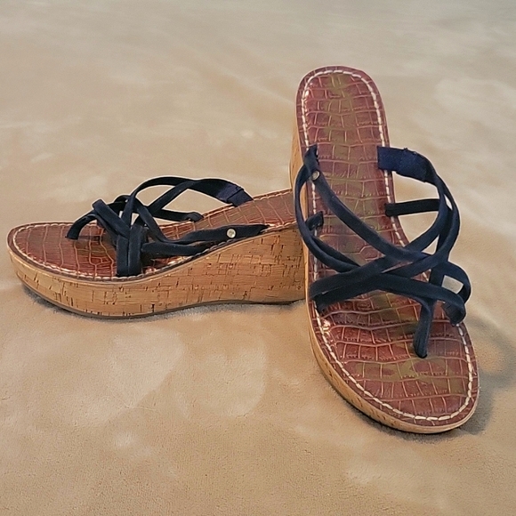 Sam Edelman | Shoes | Sam Edelman Navy Wedges | Poshmark